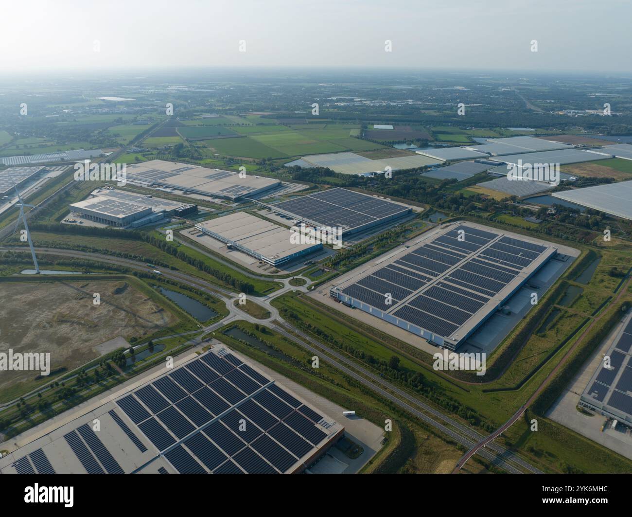 Aerial drone picture of modern distribution center in Venlo, The ...
