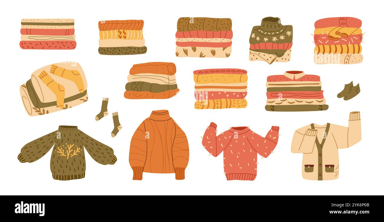 Stack knitted sweaters Stock Vector Images - Alamy
