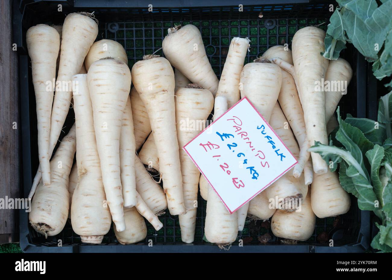 A Box Of Fresh Parsnips At A Market Stall Stock Photo - Alamy