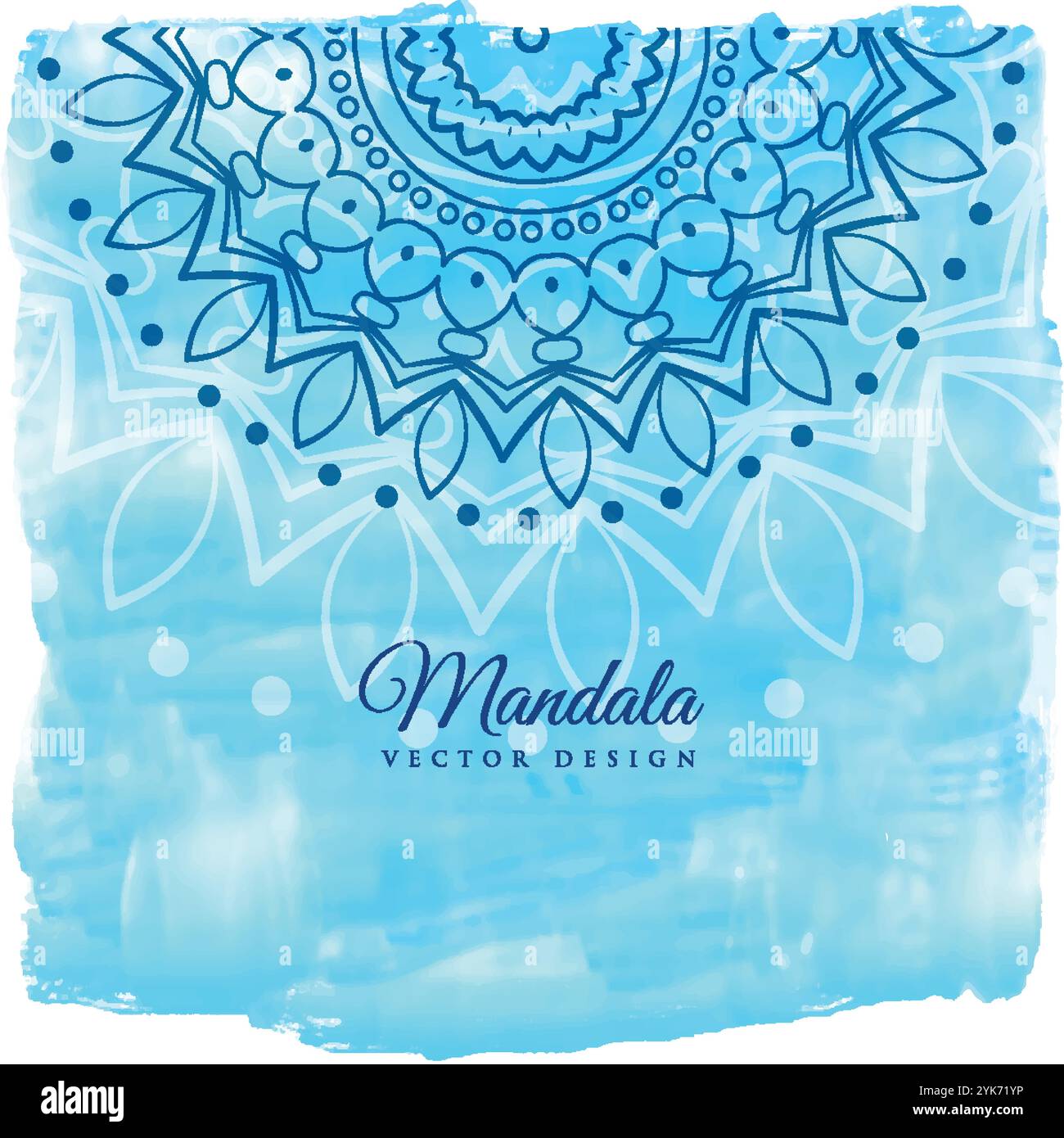 blue watercolor background with mandala art Stock Vector Image & Art ...
