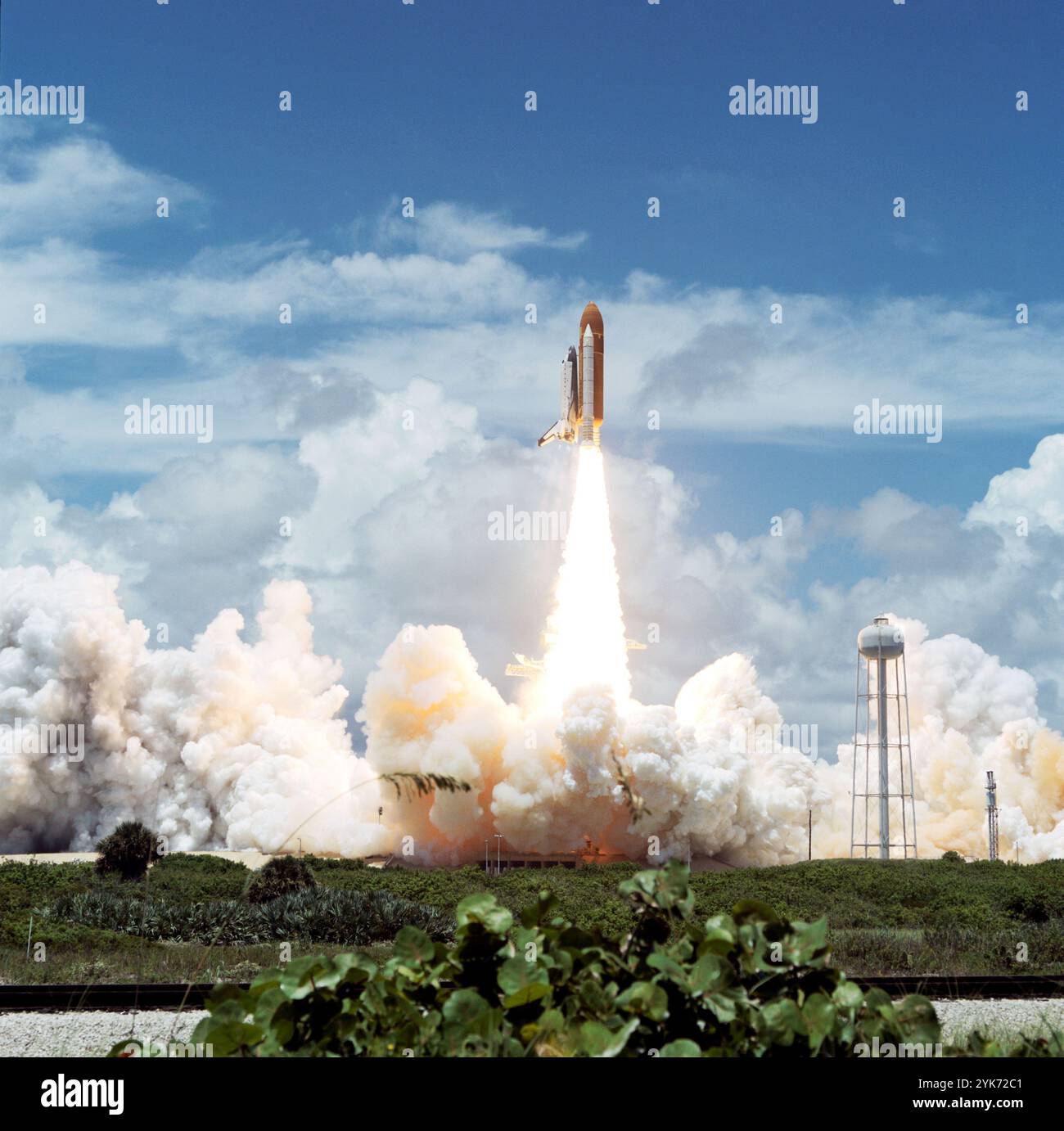 Space shuttle Columbia heads skyward after clearing the fixed service ...