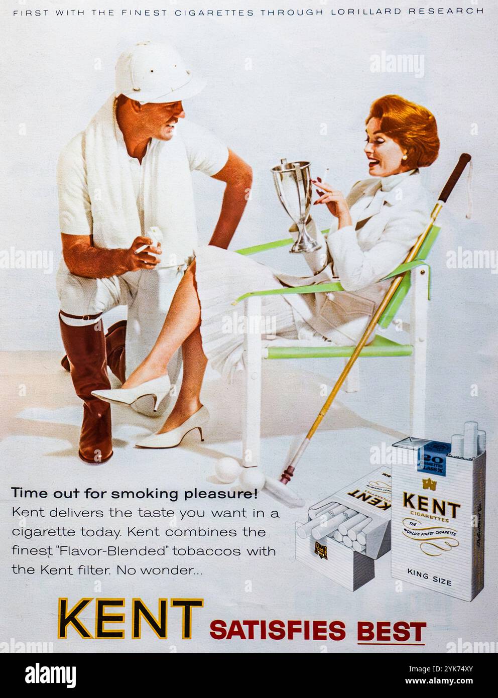 A 1965 advertisement for Kent Cigarettes featuring a woman and her ...