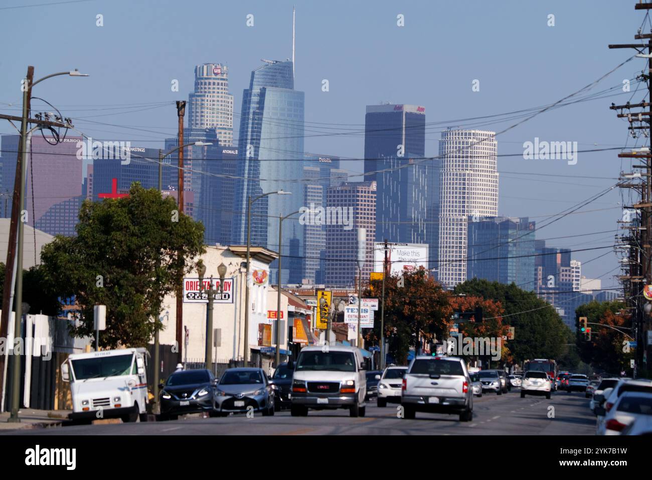 Downtown skyline of Los Angeles as viewed from the Pico-Union ...