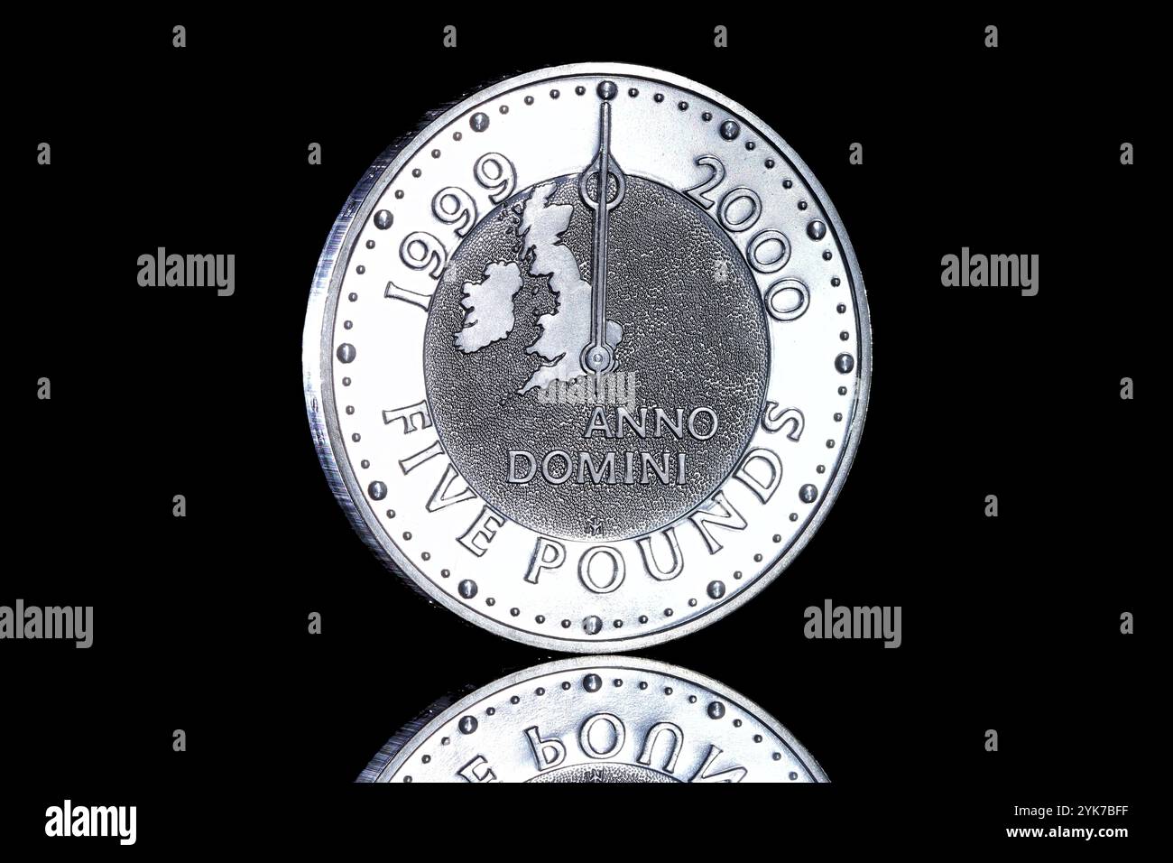 Five Pound coin issued in 2000 to commemorate the new Millennium Stock ...