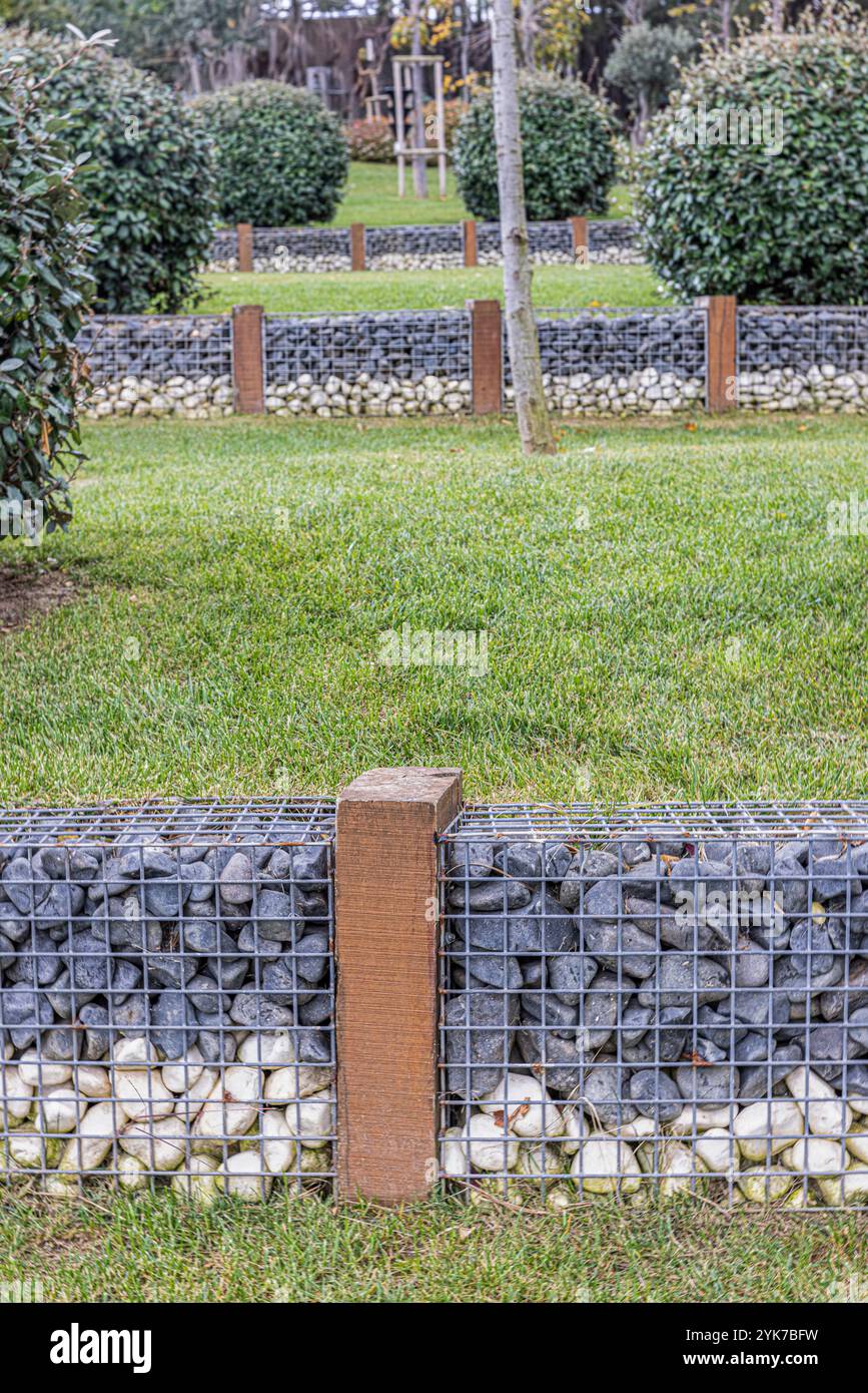 Garden arrangement landscaping. Mixture of natural garden arrangement ...