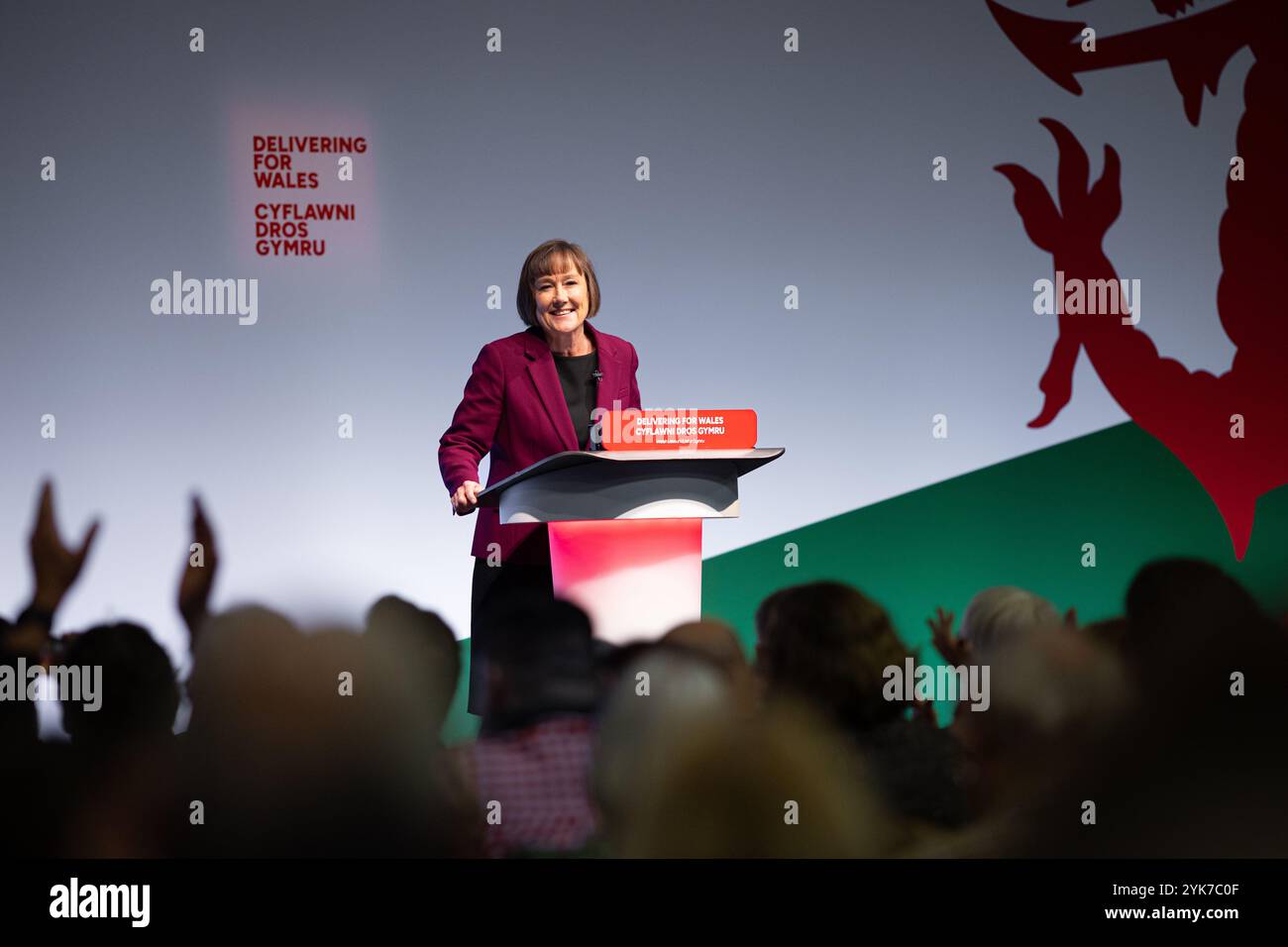 Llandudno, Wales, UK. 16th Nov 2024. Jo Stevens, Secretary of State for Wales, addresses ...