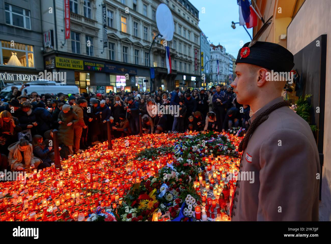 People light candles at the Velvet Revolution memorial to commemorate ...