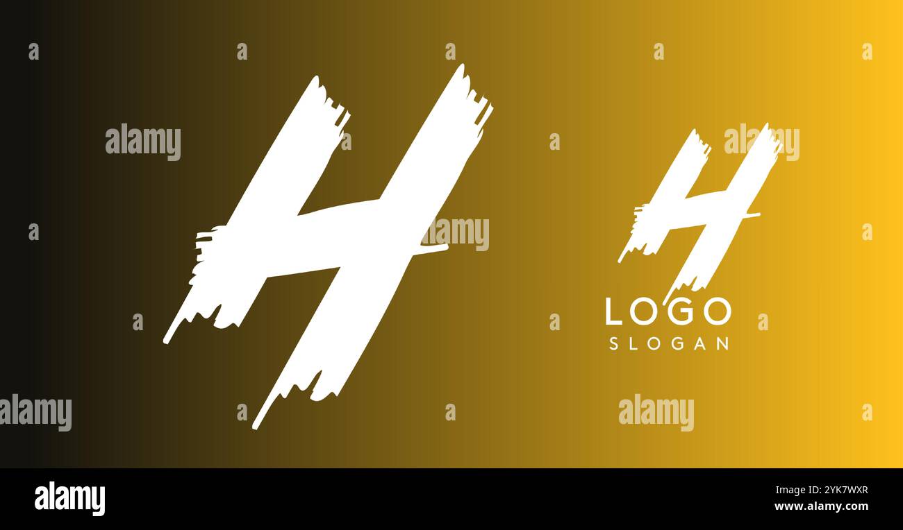 Handwritten brush pen letter H, urban street art, vibrant and ...