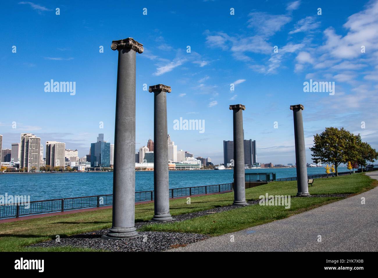 Sculpture Columns at Windsor Sculpture Garden park in Windsor, Ontario ...
