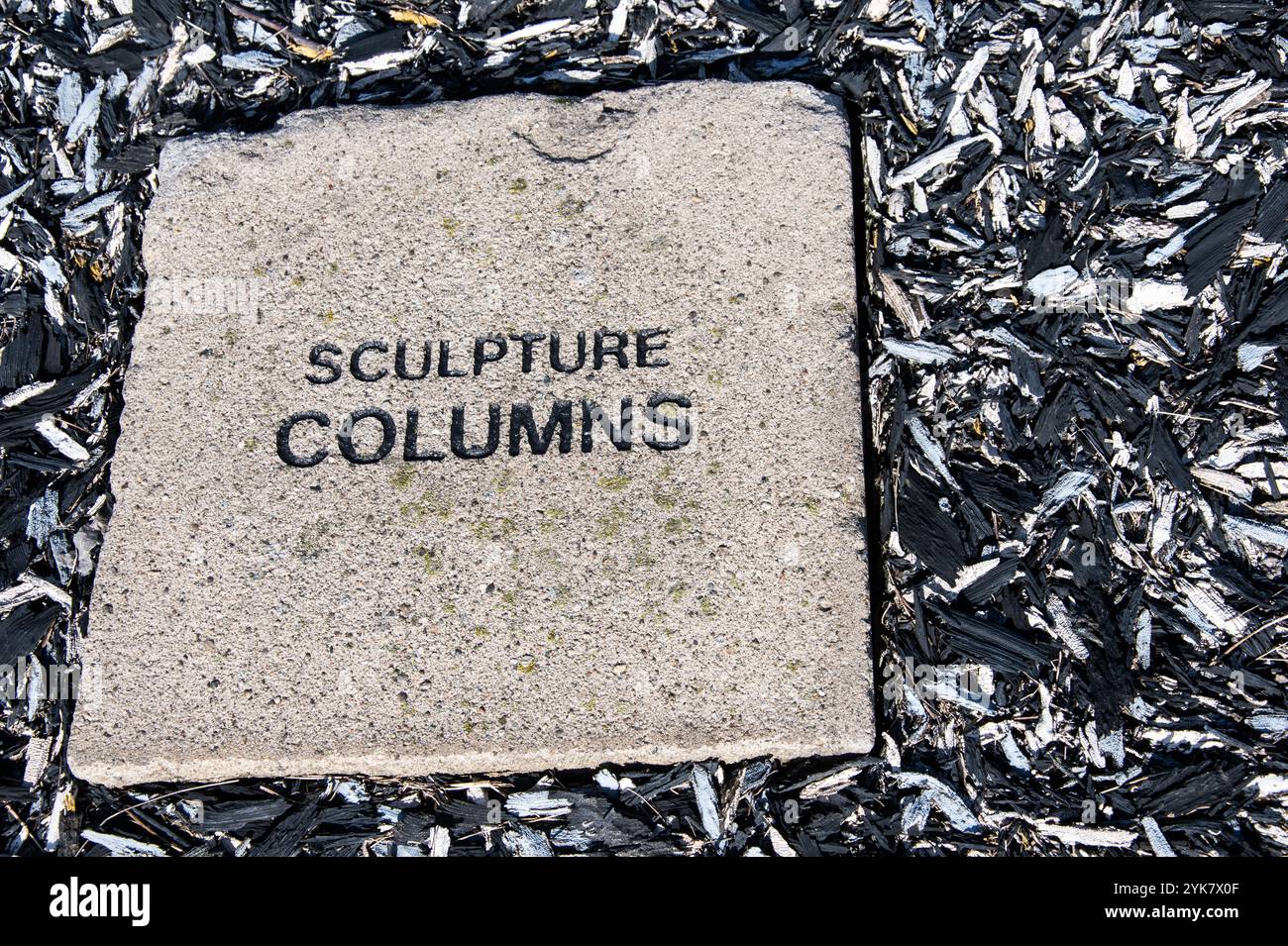 Sign for Columns sculpture at Windsor Sculpture Garden park in Windsor ...