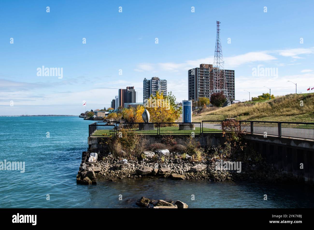 View point on the Battagello Riverwalk at Windsor Sculpture Garden park ...