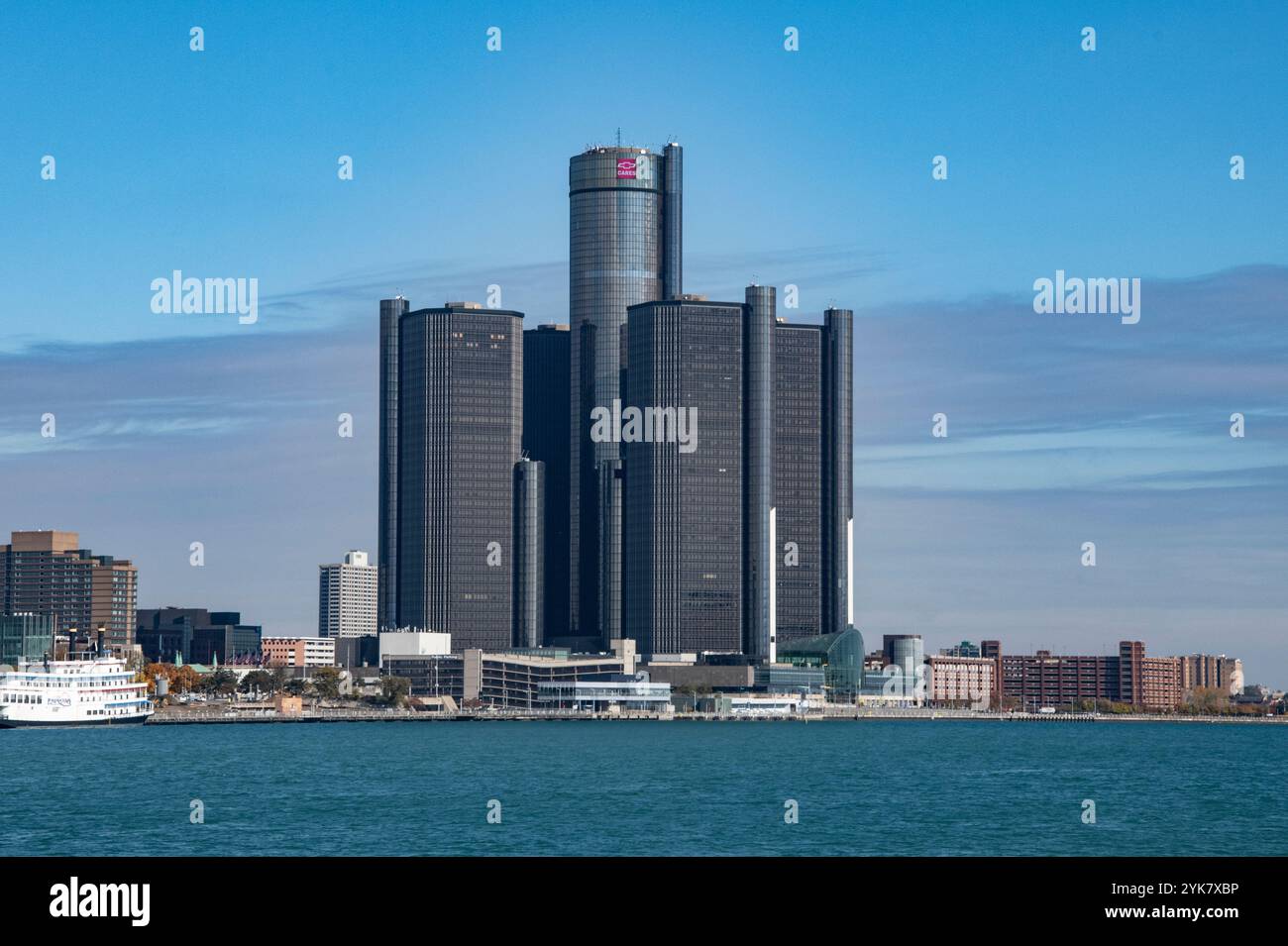 View of GM Renaissance Center in downtown Detroit Michigan USA from ...