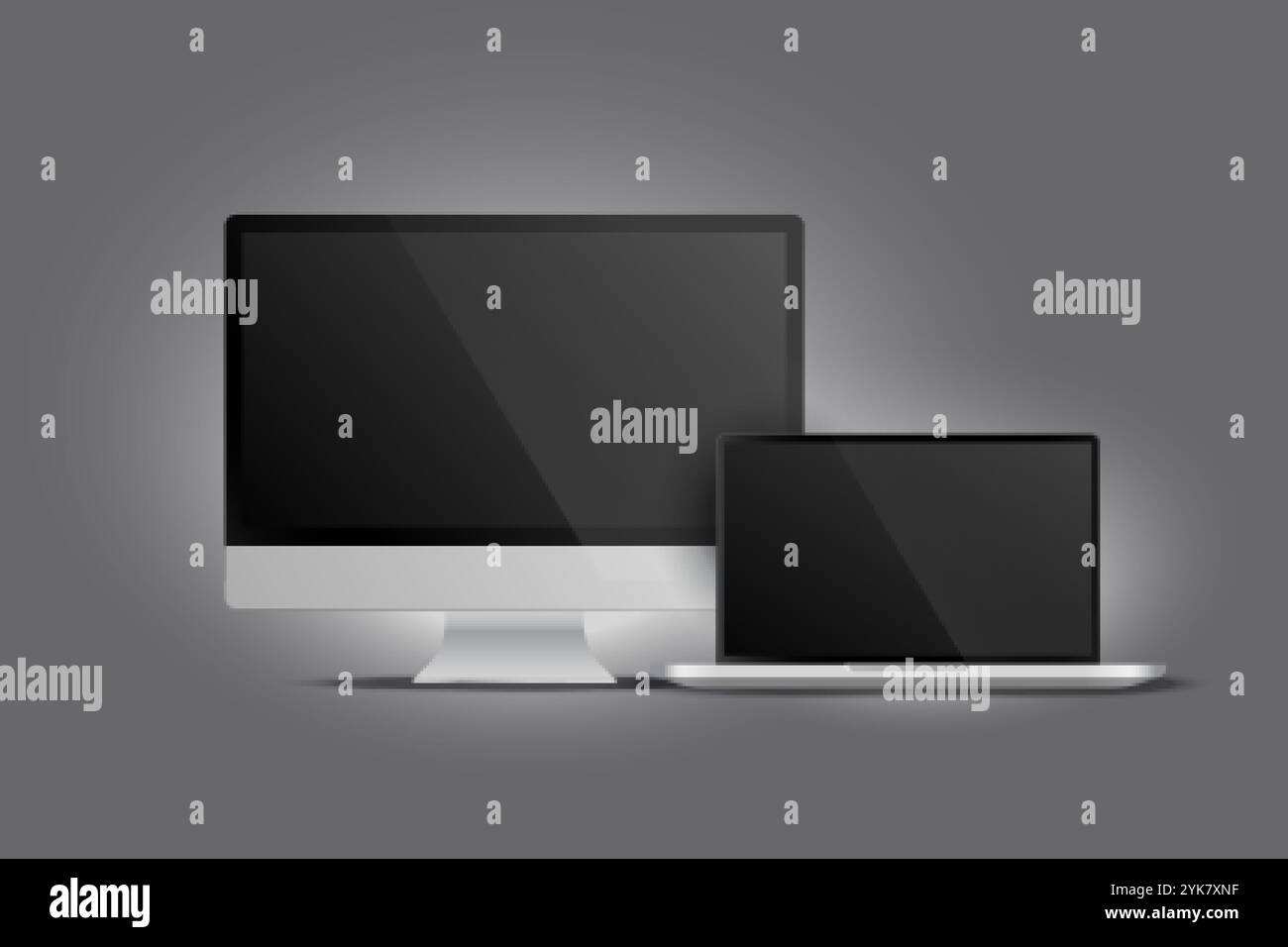 realistic display of monitor desktop and laptop Stock Vector Image ...