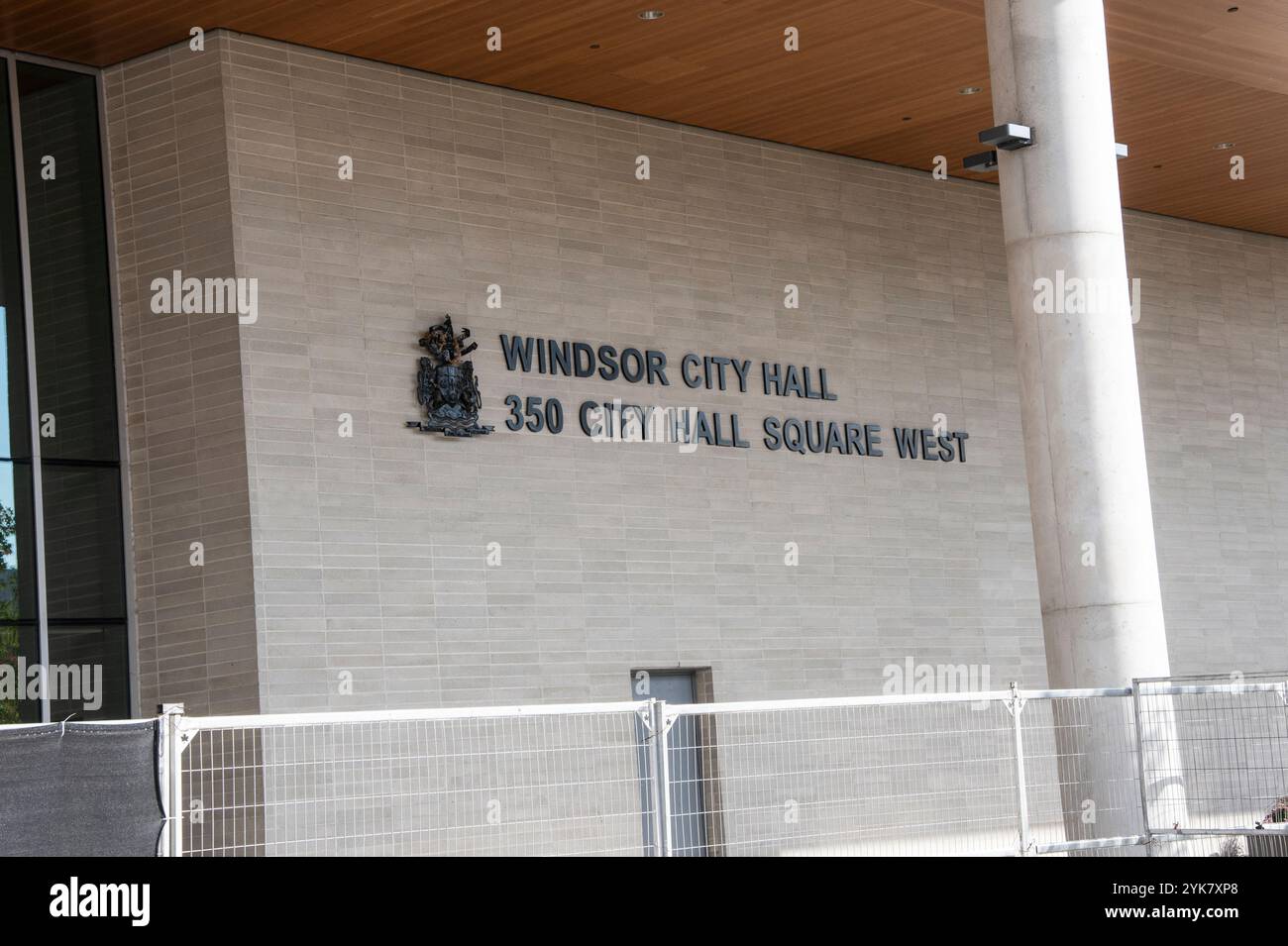 City hall sign on City Hall Square West in downtown Windsor, Ontario ...