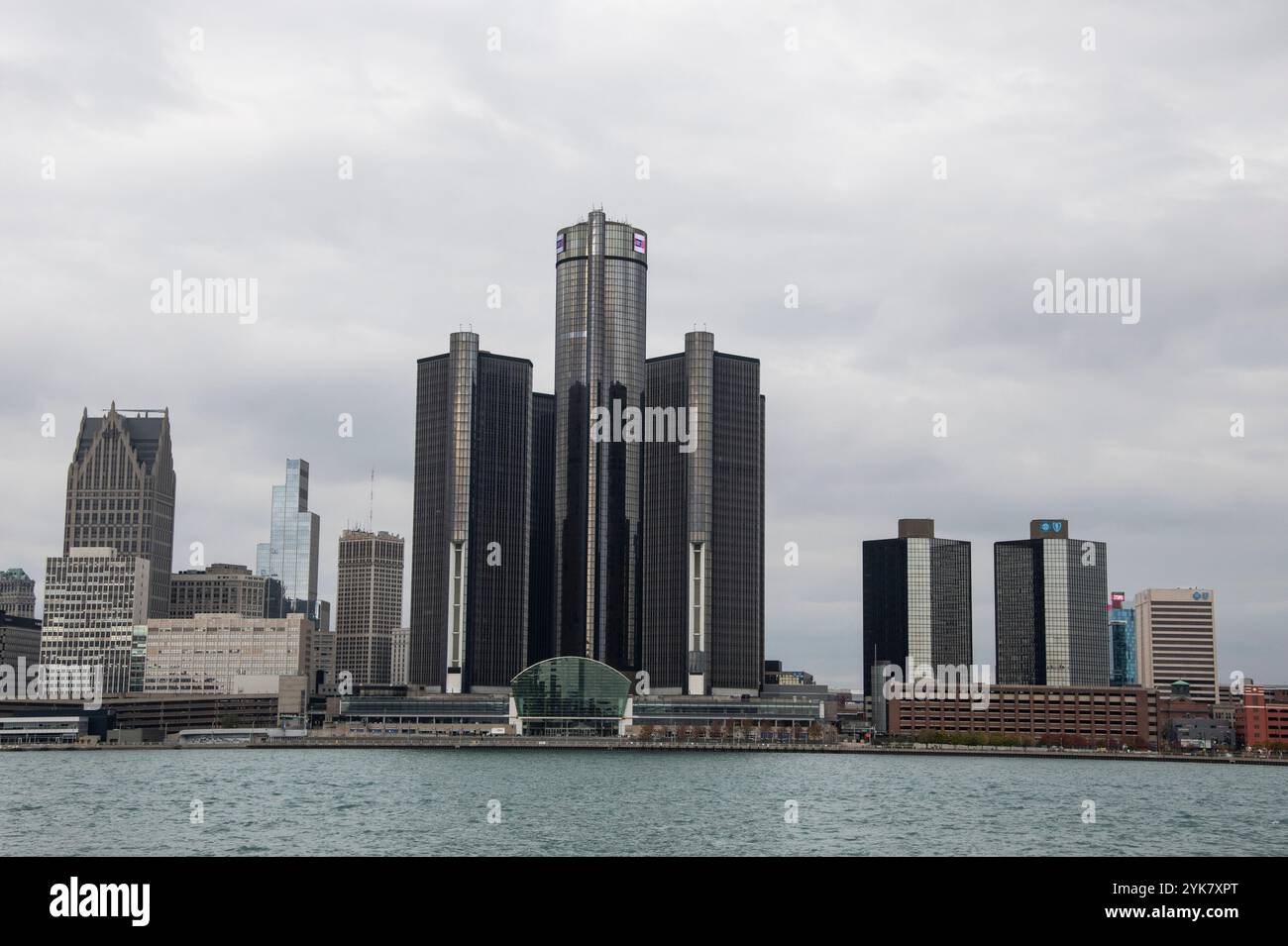 View of GM Renaissance Center in downtown Detroit Michigan USA from ...