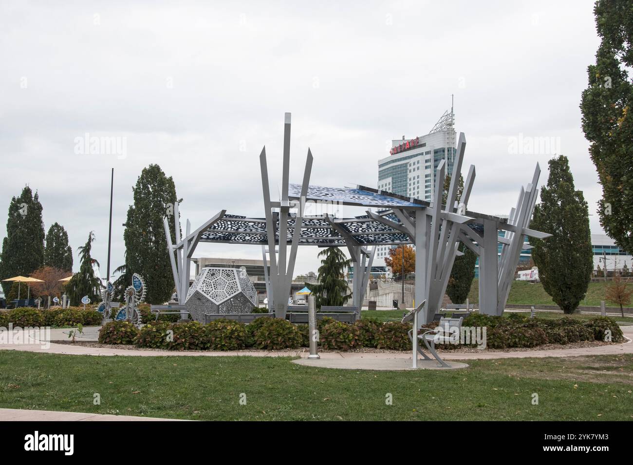 Rotary Centennial pentagon cube sculpture at Windsor Sculpture Garden ...