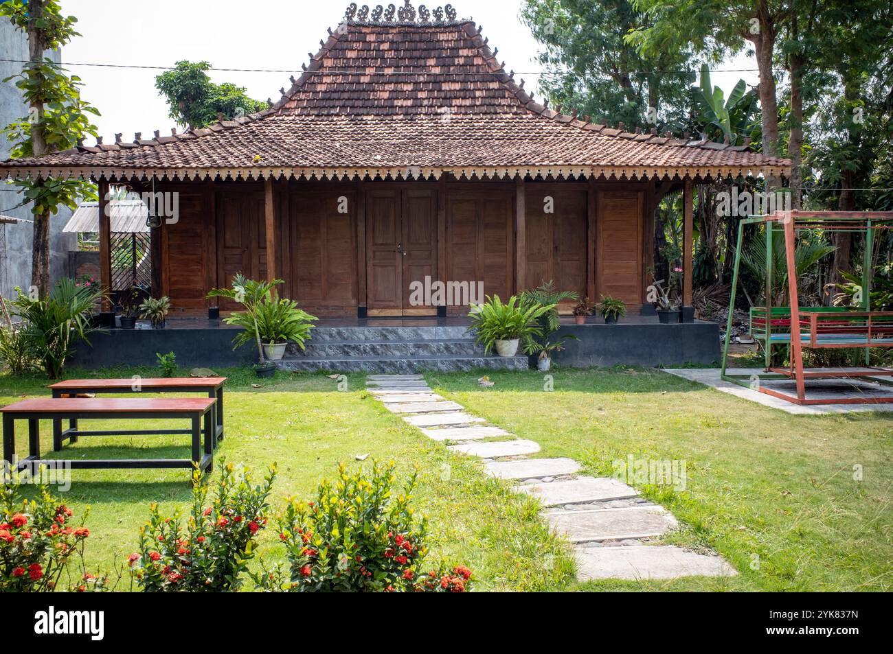 Rumah Joglo, a traditional javanese house made of teak wood walls and ...