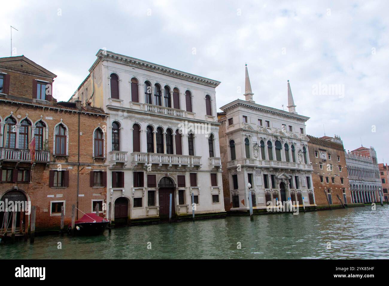 A view of historic Venetian buildings along the Grand Canal, showcasing ...