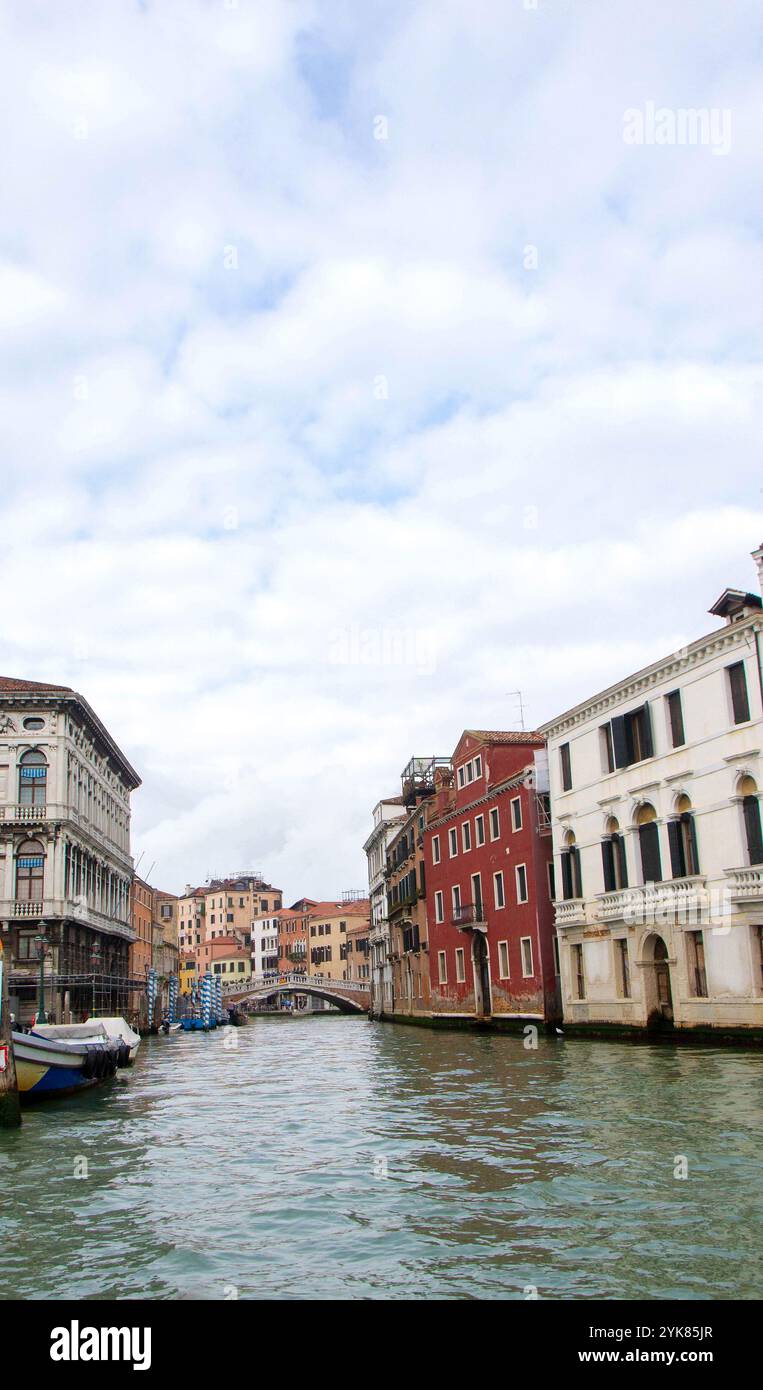A view of historic Venetian buildings along the Grand Canal, showcasing ...