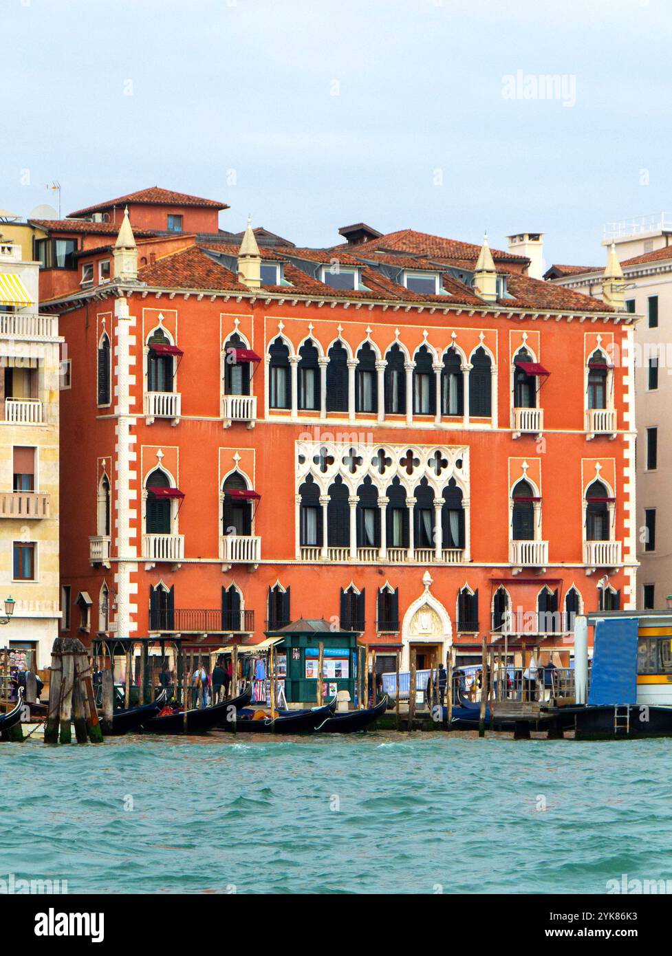 A view of historic Venetian buildings along the Grand Canal, showcasing ...