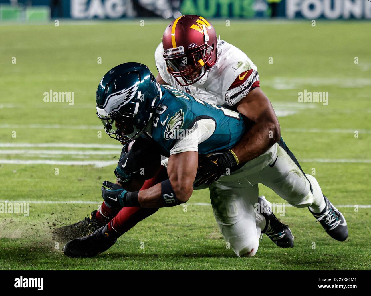 Philadelphia Eagles running back Saquon Barkley (26) with the carry ...