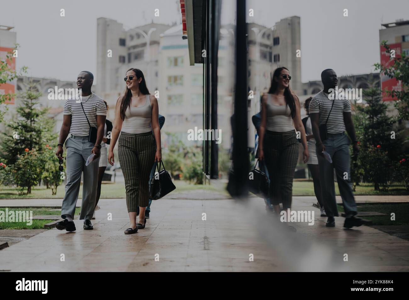 Diverse people walking in urban city for outdoor business meeting Stock ...