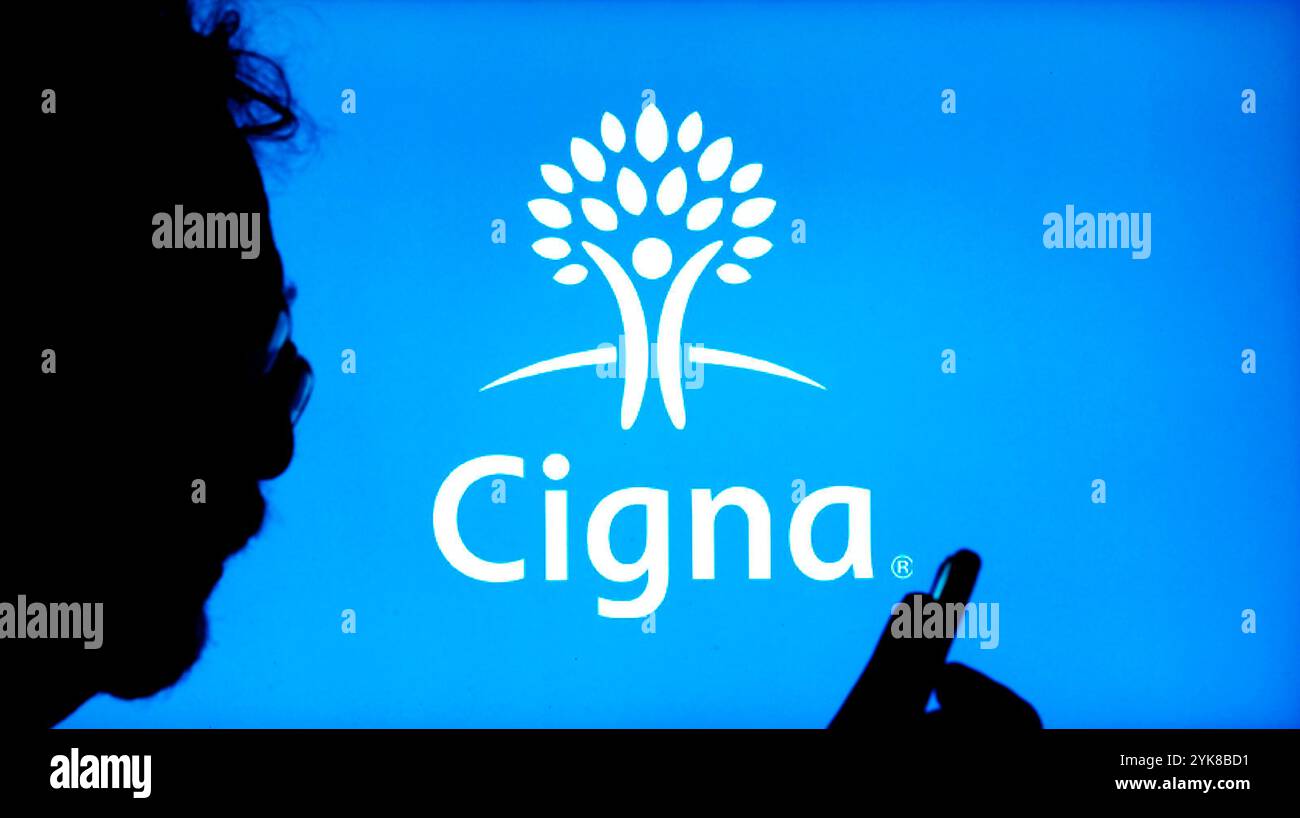 In this photo illustration, a Cigna Corporation logo seen displayed on ...