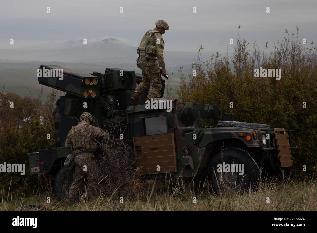 U.S. Soldiers set up an Avenger atop a hill during Exercise Southern ...