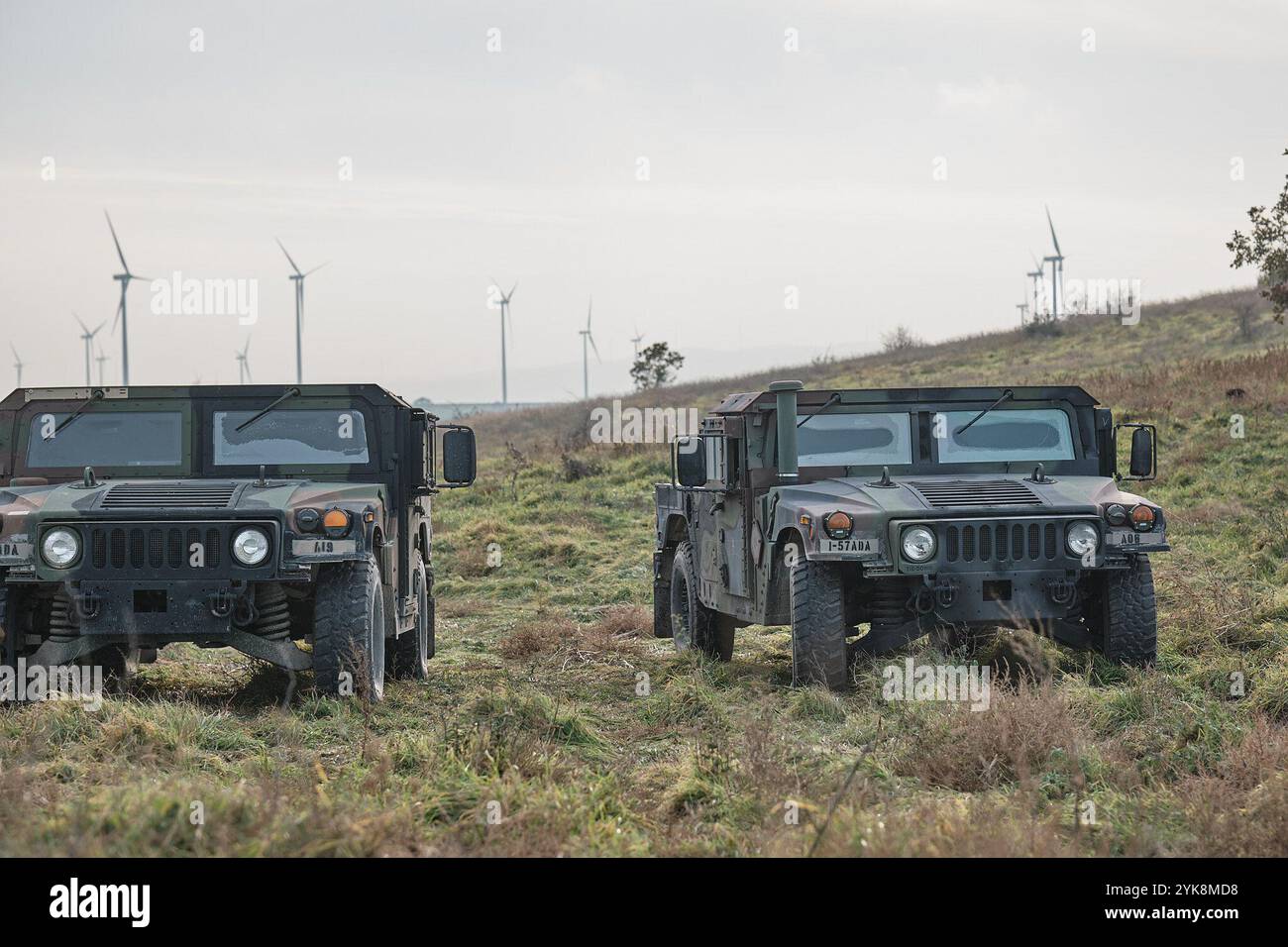 Humvees from Alpha Battery, 1st Battalion, 57th Air Defense Artillery ...