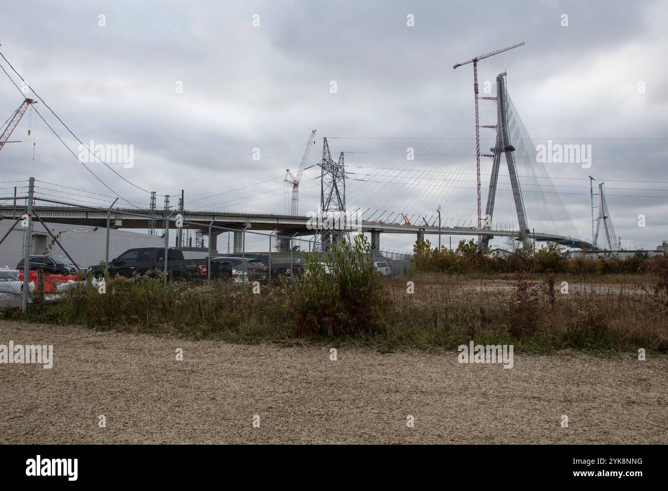 Gordie Howe Bridge under construction in Windsor, Ontario, Canada Stock ...