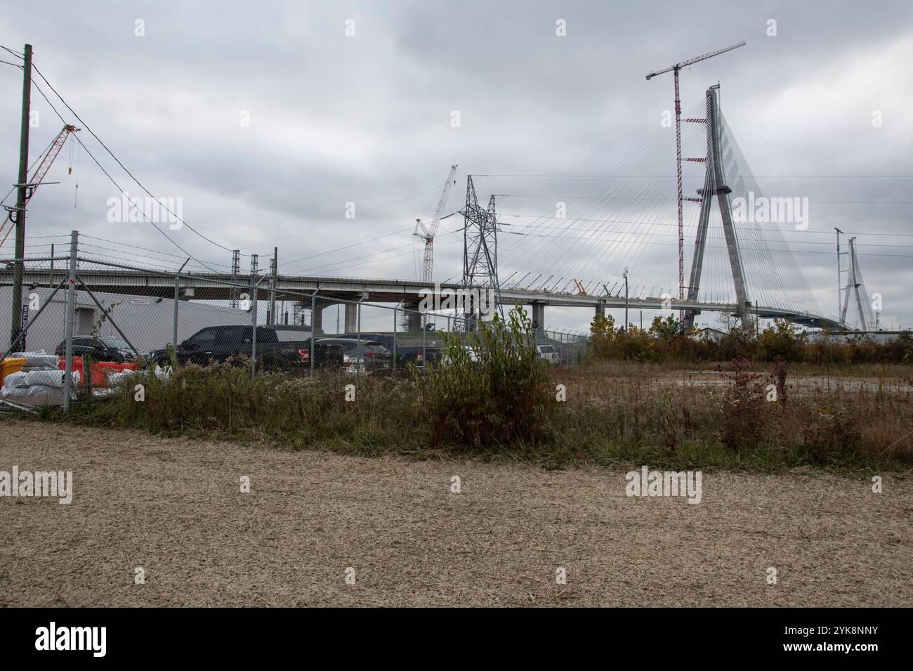 Gordie Howe Bridge under construction in Windsor, Ontario, Canada Stock ...