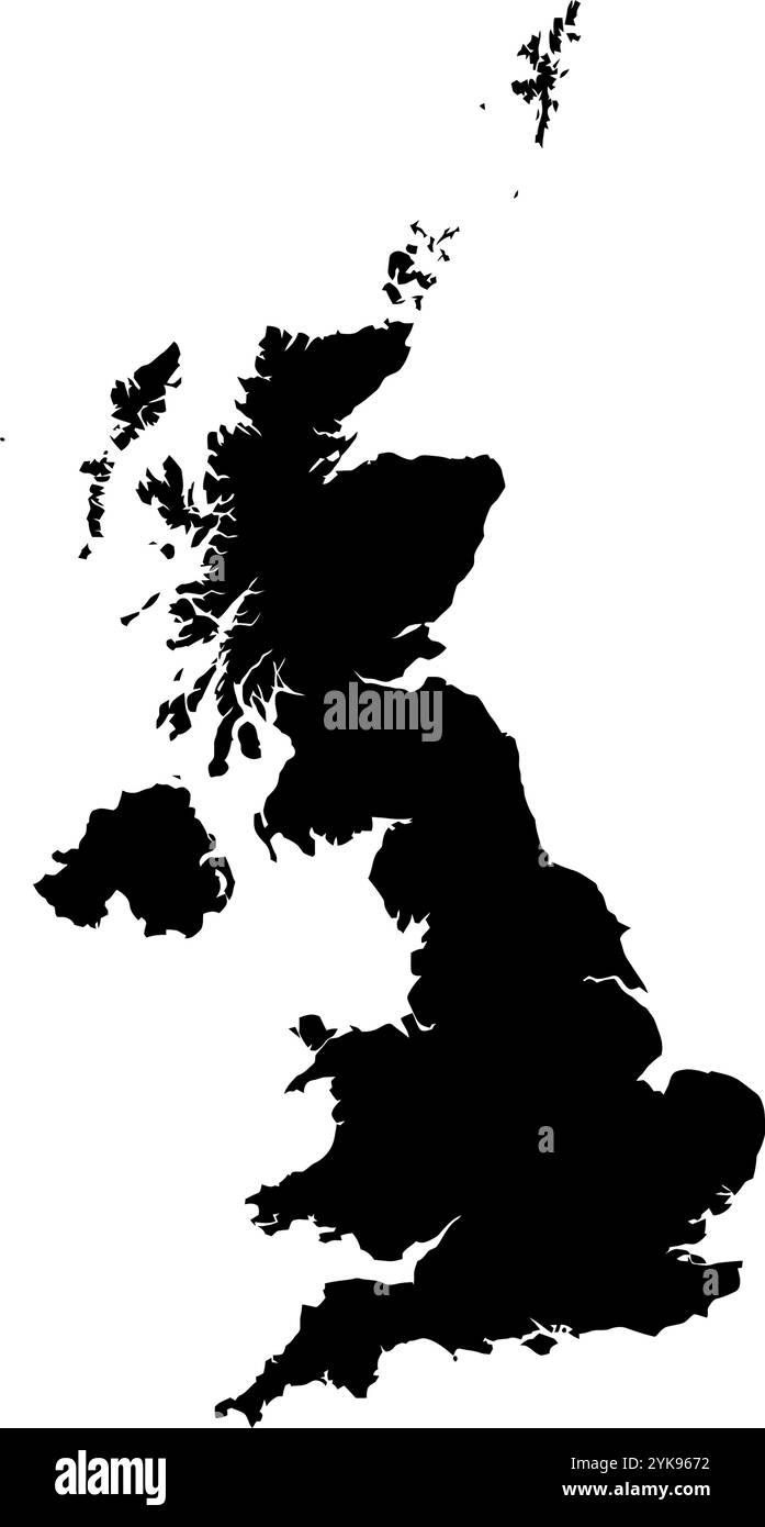 A contour map of United Kingdom. Vector graphic illustration on a ...
