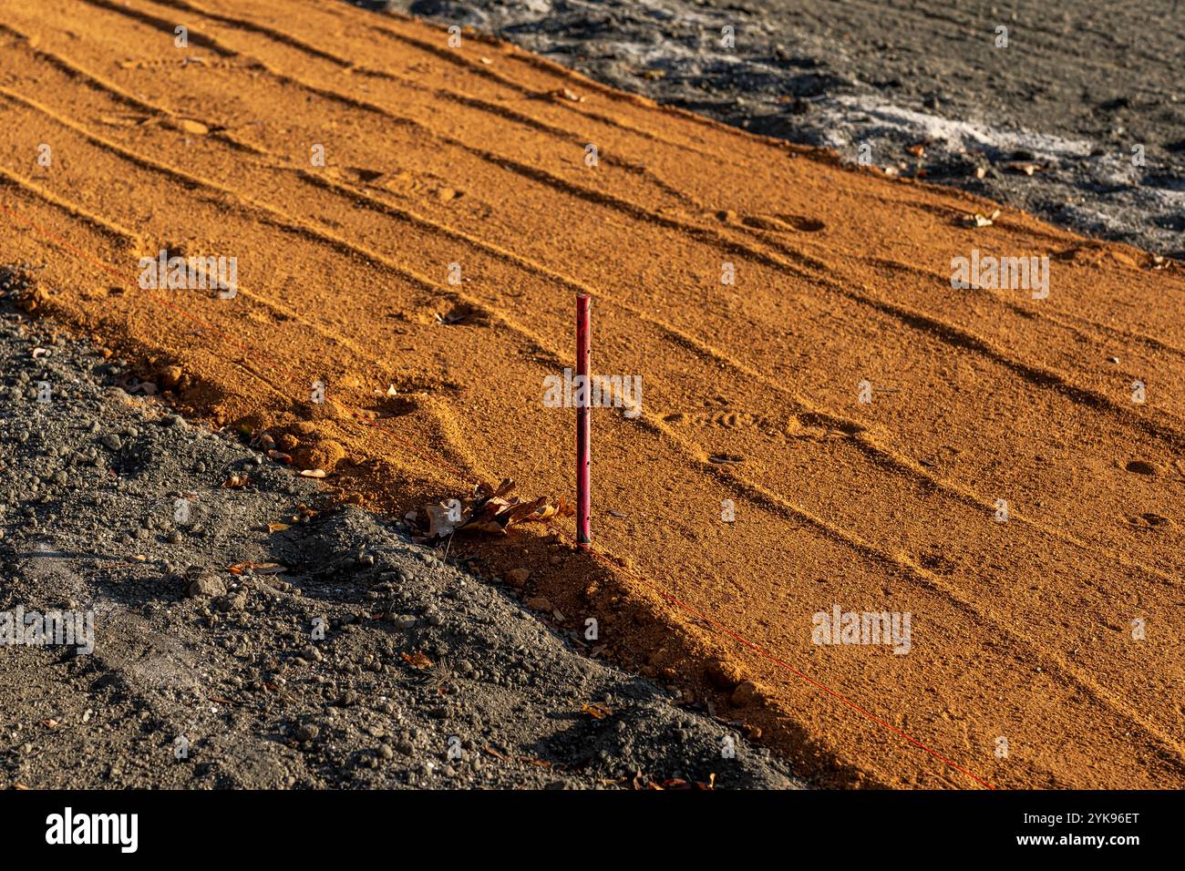 Construction photos of new baseball, softball, sports field red clay ...