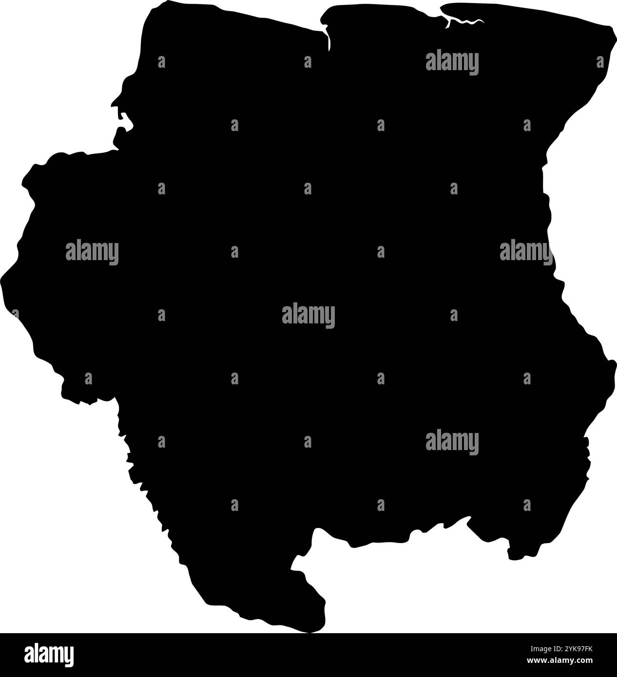 A contour map of Suriname. Vector graphic illustration on a transparent ...