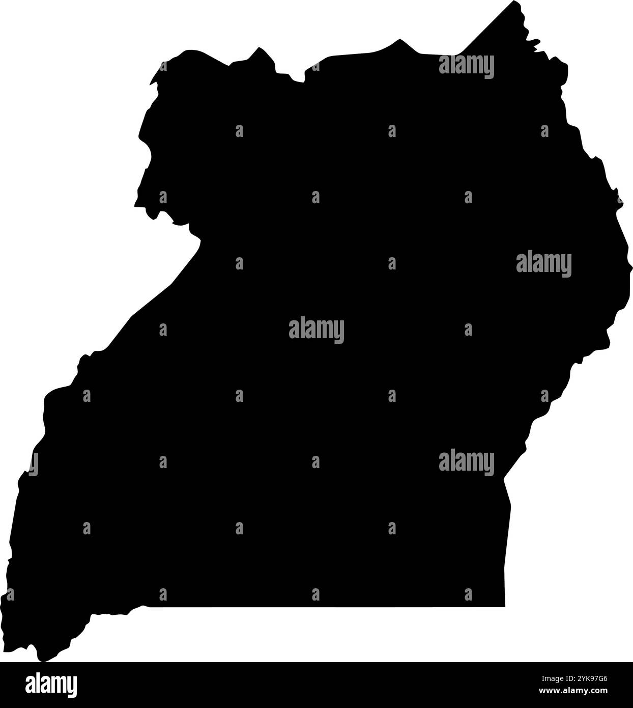 A contour map of Uganda. Vector graphic illustration on a transparent ...