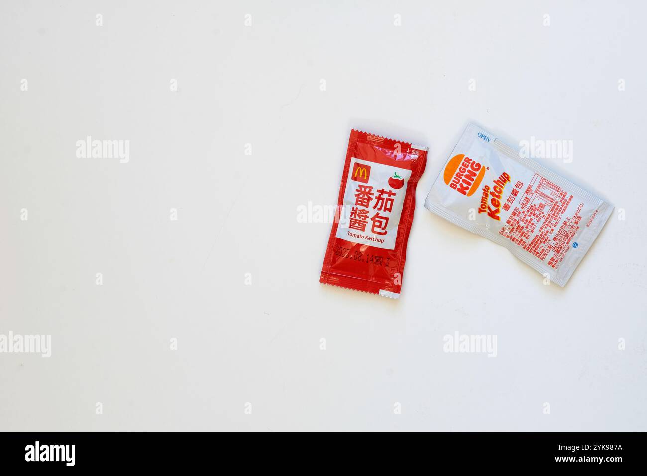Ketchup packets from McDonald's and Burger King fast food restaurants ...