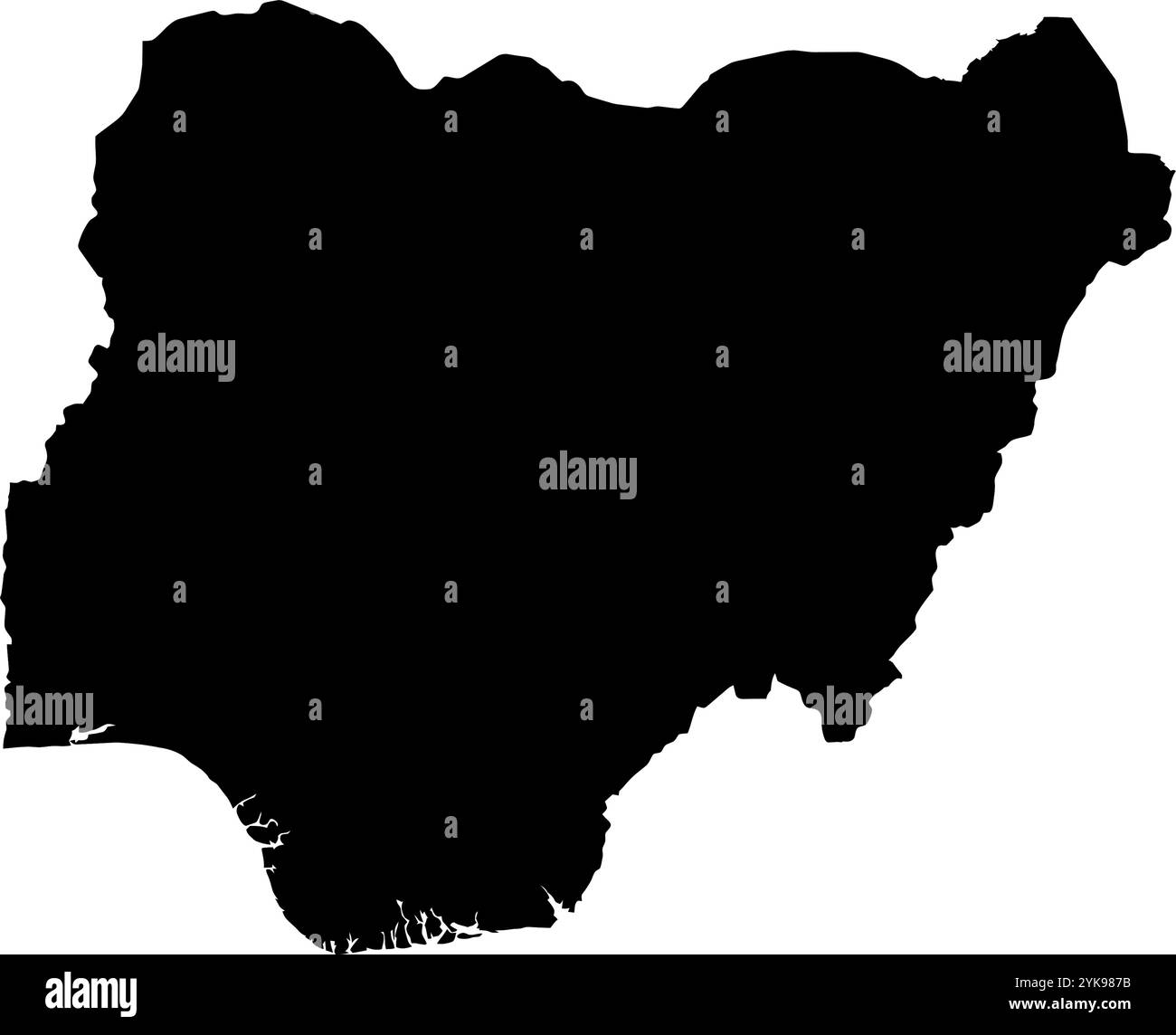 A contour map of Nigeria. Vector graphic illustration on a transparent ...