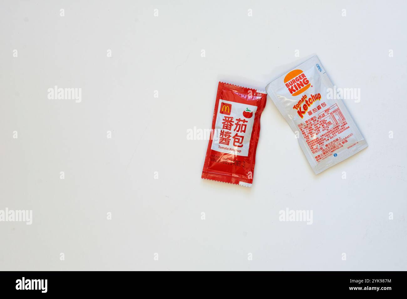 Ketchup packets from McDonald's and Burger King fast food restaurants ...