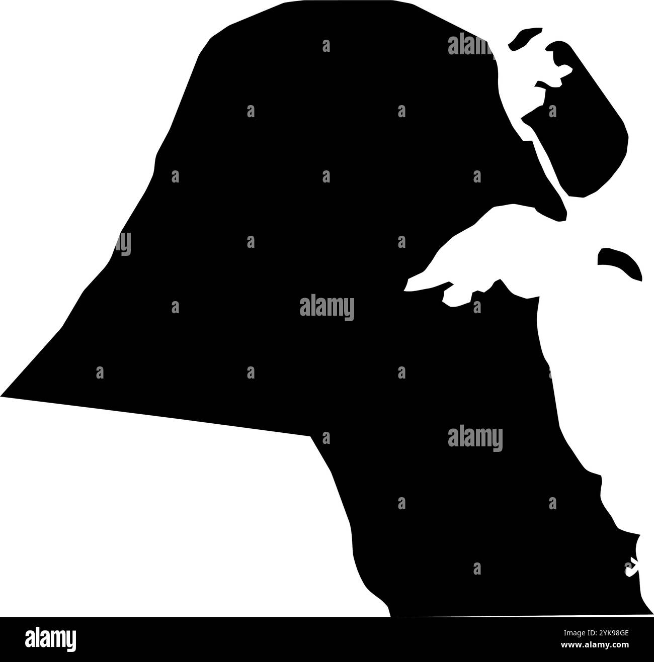 A contour map of Kuwait. Vector graphic illustration on a transparent ...