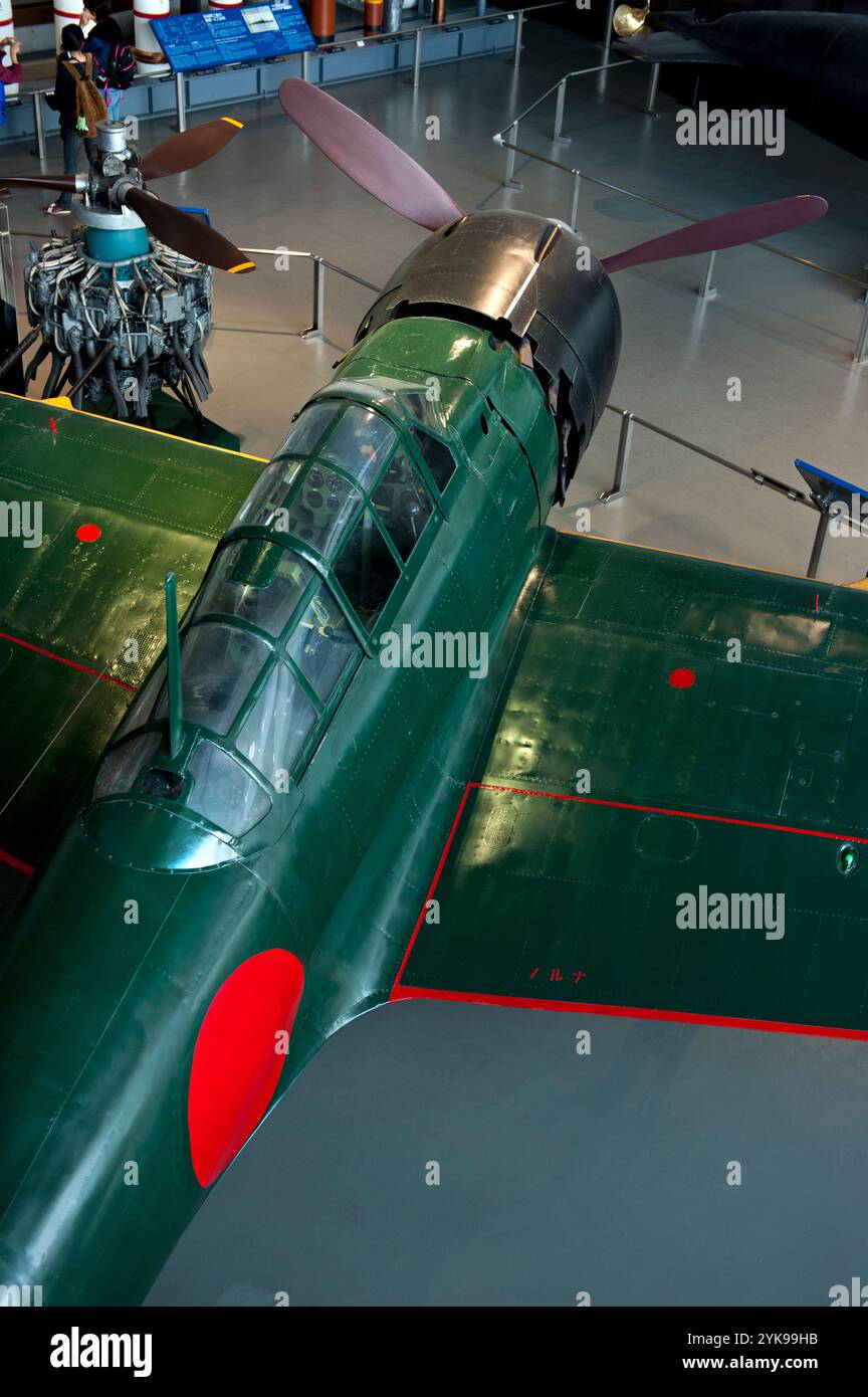 World War Two Mitsubishi A6M Zero fighter airplane on display at the ...