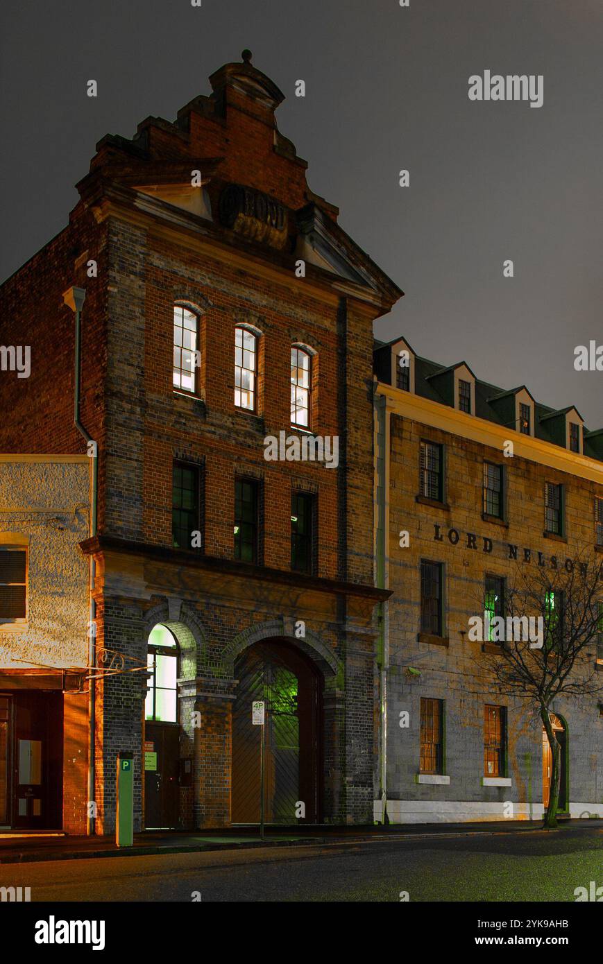 A night view of historic buildings in Argyle Place in Millers Point in ...
