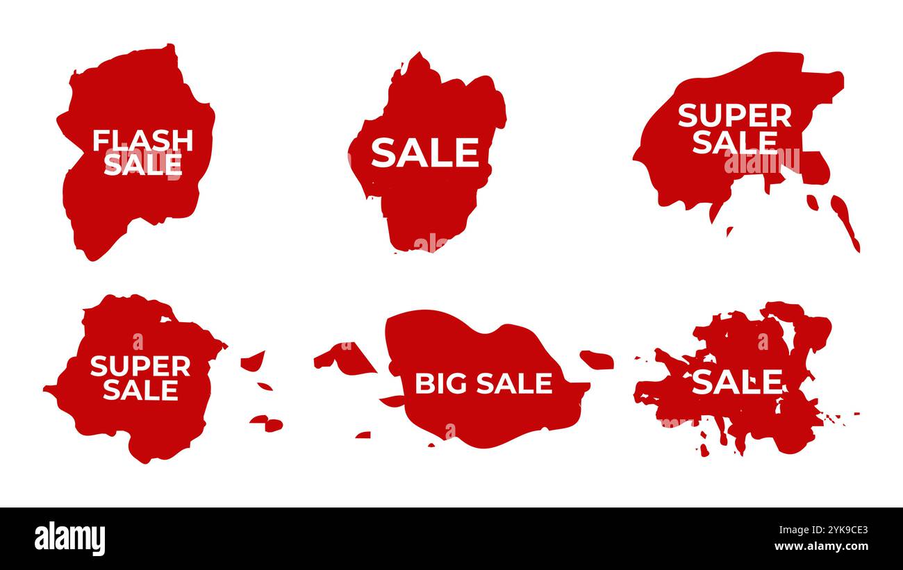Bold Discount and sale stickers painted brush strokes. For advertising ...