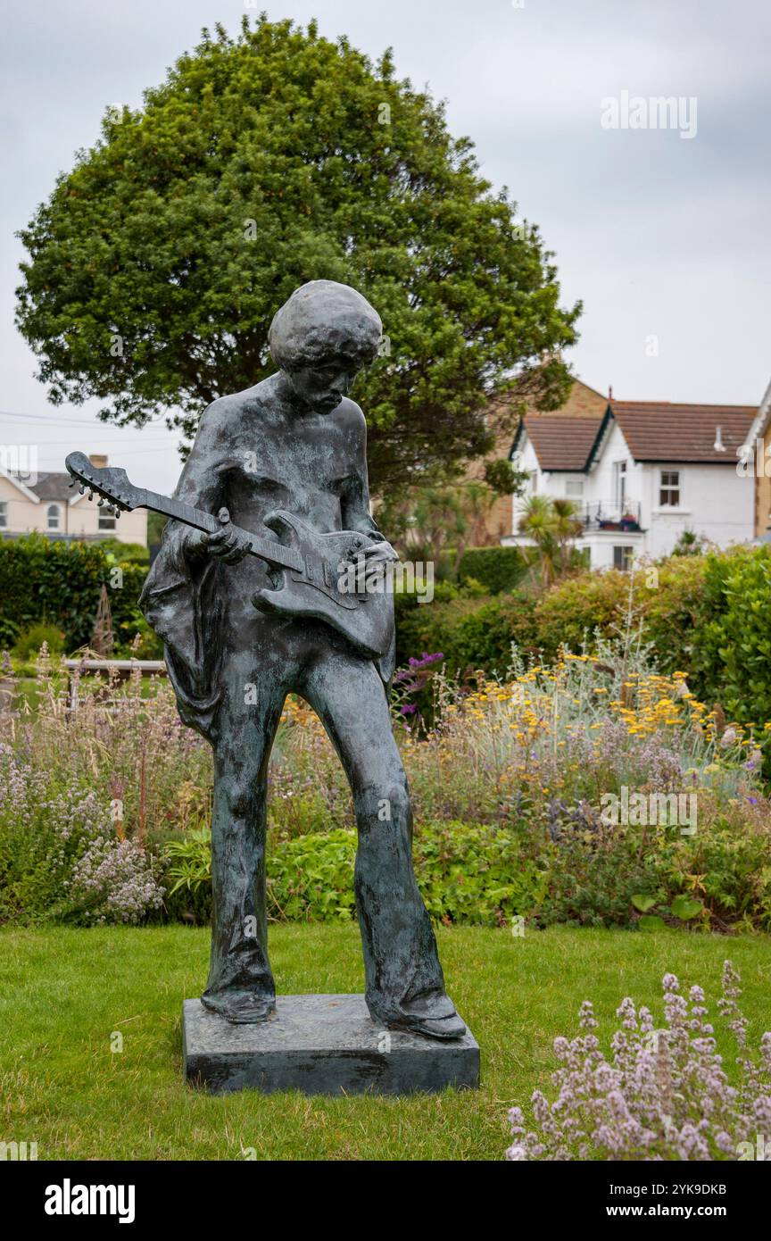 Statue of Jimi Hendrix outside Dimbola Lodge, Freshwater, Isle of Wight ...