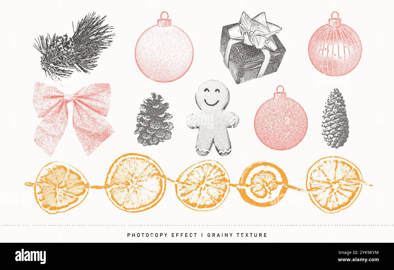 Holiday and Winter-themed Elements. Stippling Christmas Vector Set ...