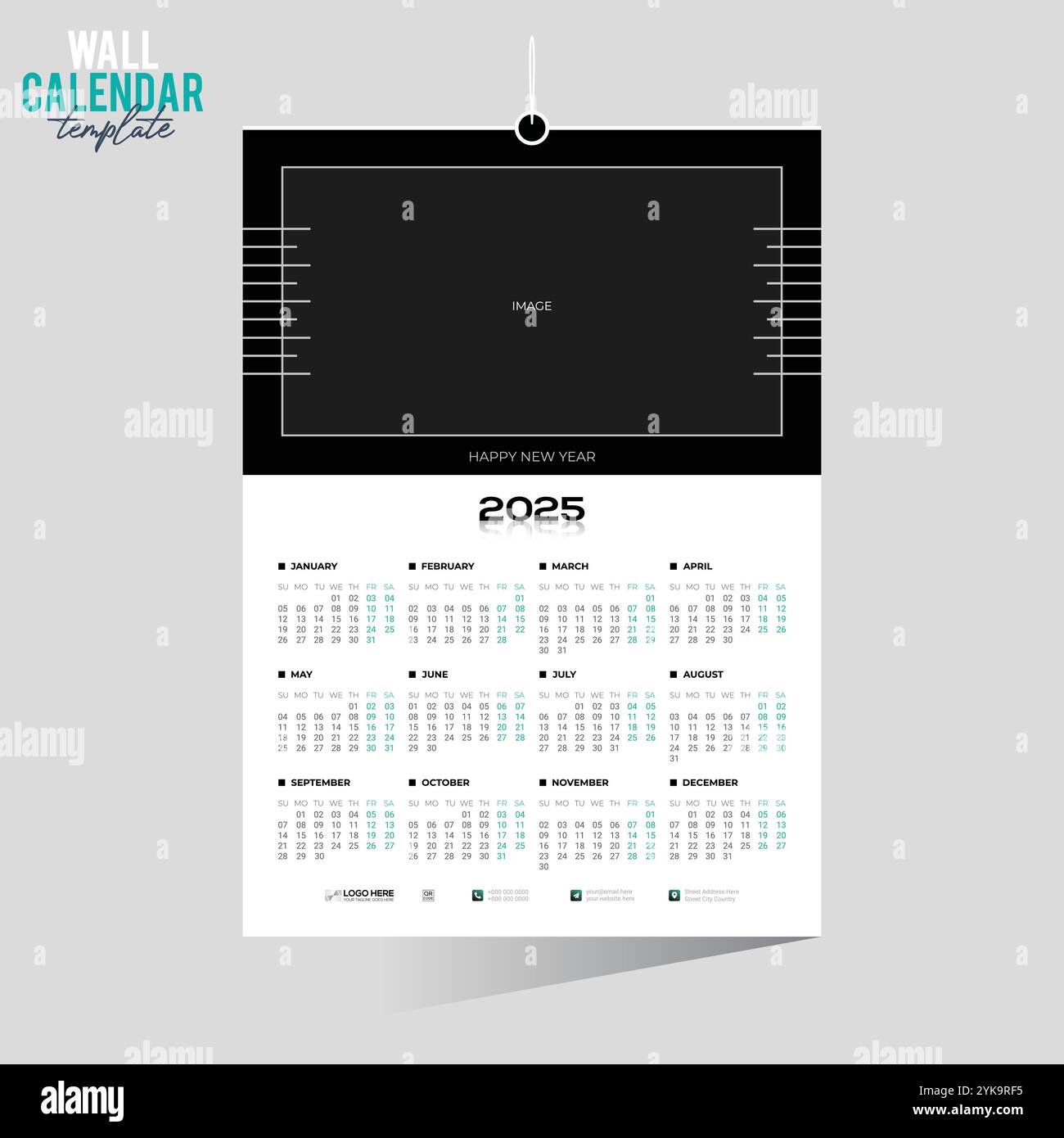 2025 wall calendar Stock Vector Images - Alamy