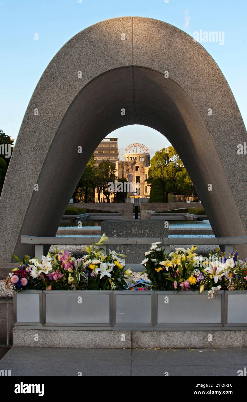 View of Atomic Bomb Dome through Cenotaph for the Victims of the Atomic ...
