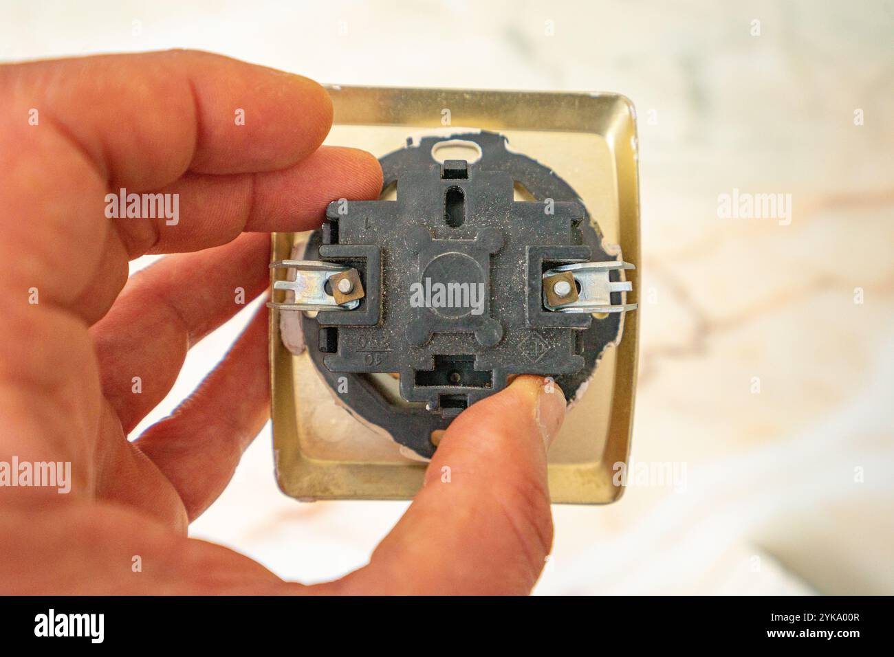 Vintage style home interior wall switch Stock Photo - Alamy