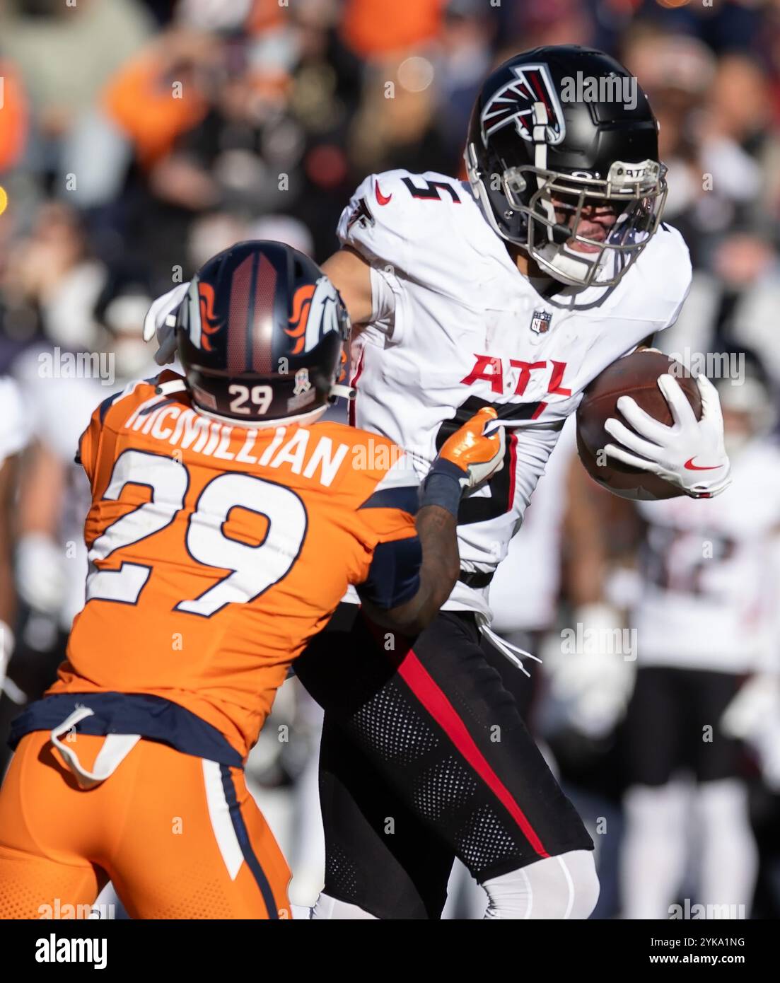 Denver, Colorado, USA. 17th Nov, 2024. Falcons WR DRAKE LONDON runs for ...