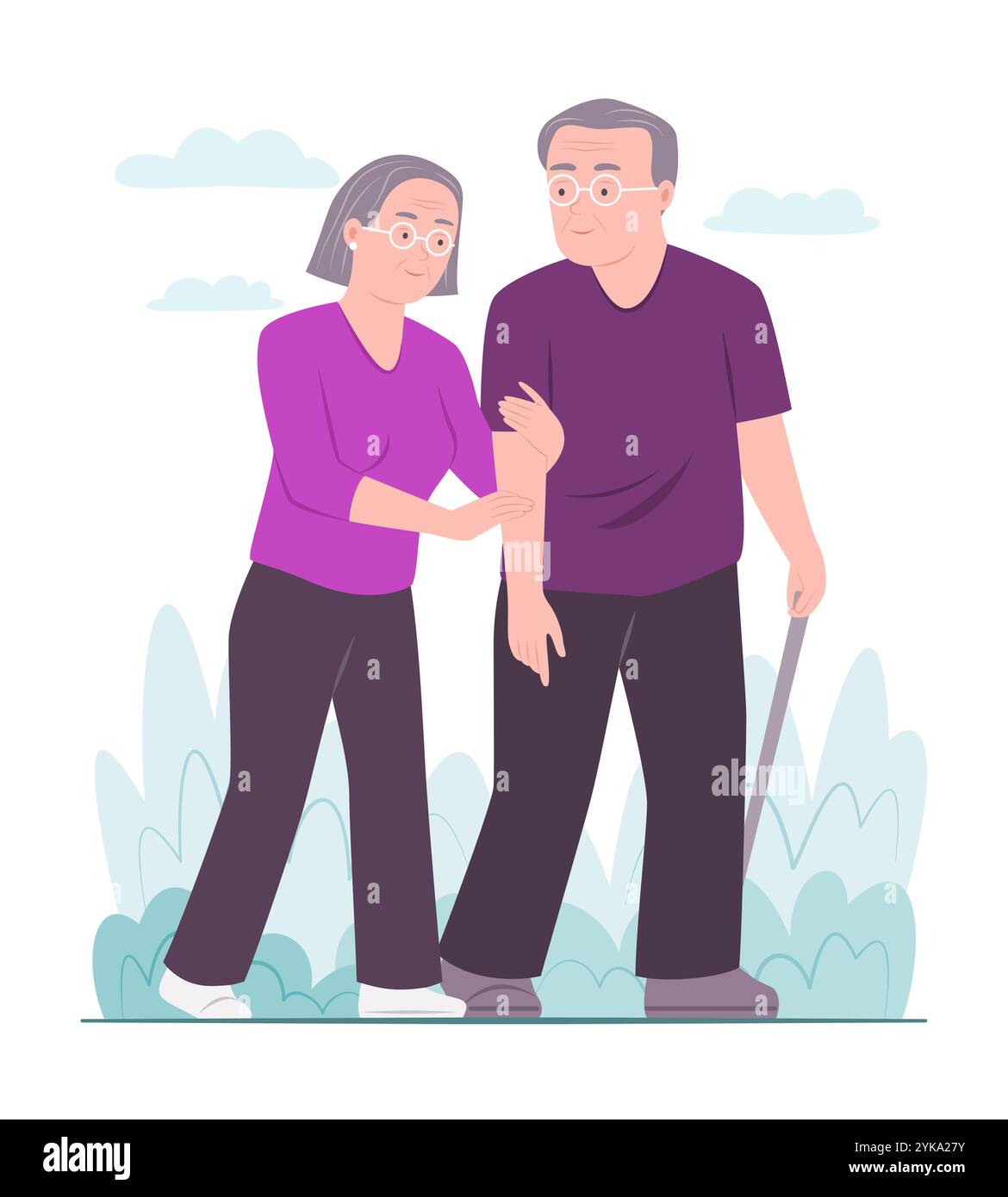 Happy Active Elderly Couple Strolling in Public Park for Relaxing ...