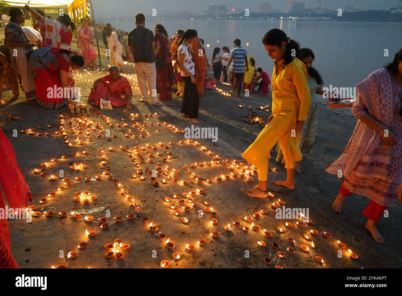 Kolkata, India, 15th November 2024: A river of light and devotion ...